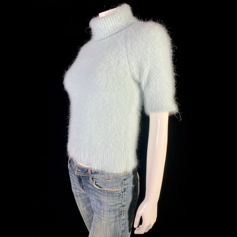 70% Angora Fuzzy THE LIMITED Pale Blue-green Turtleneck Sweater 30 ...