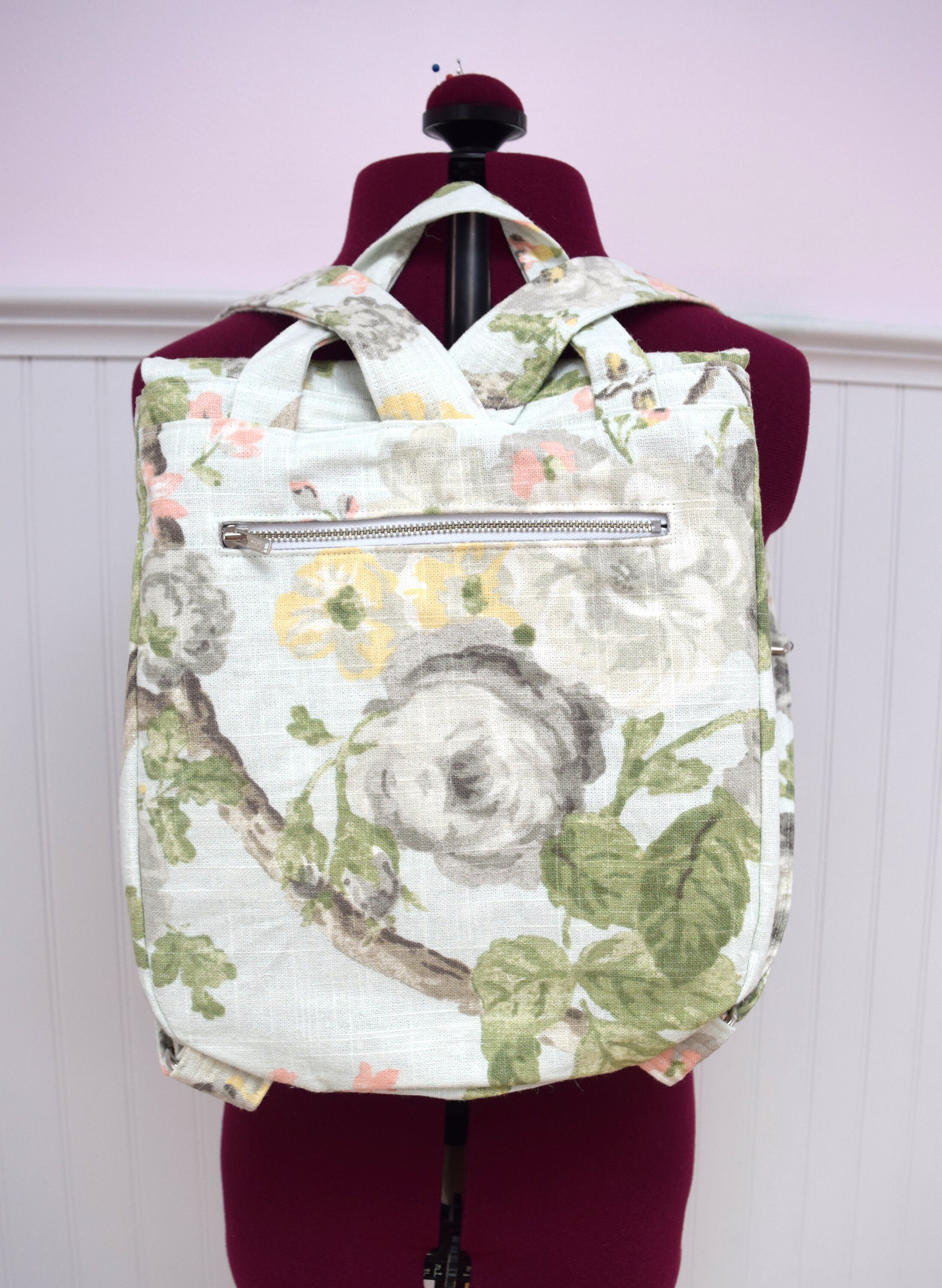 Light Blue Floral Backpack Purse, Handmade Mini Backpack Made With ...