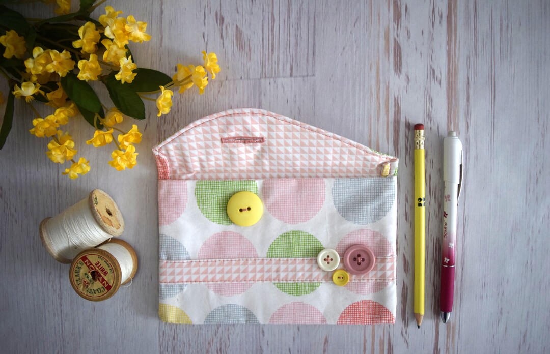 Spring Inspired Small Pouch, Pastel Spots Pencil Holder Handmade With ...