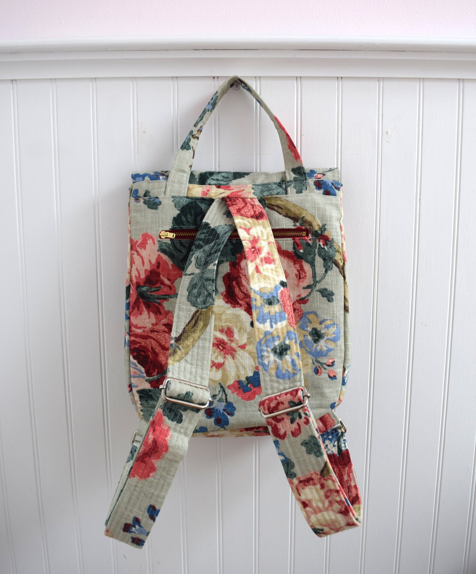 Large Floral Print Backpack Purse Handmade Mini Backpack Made - Etsy