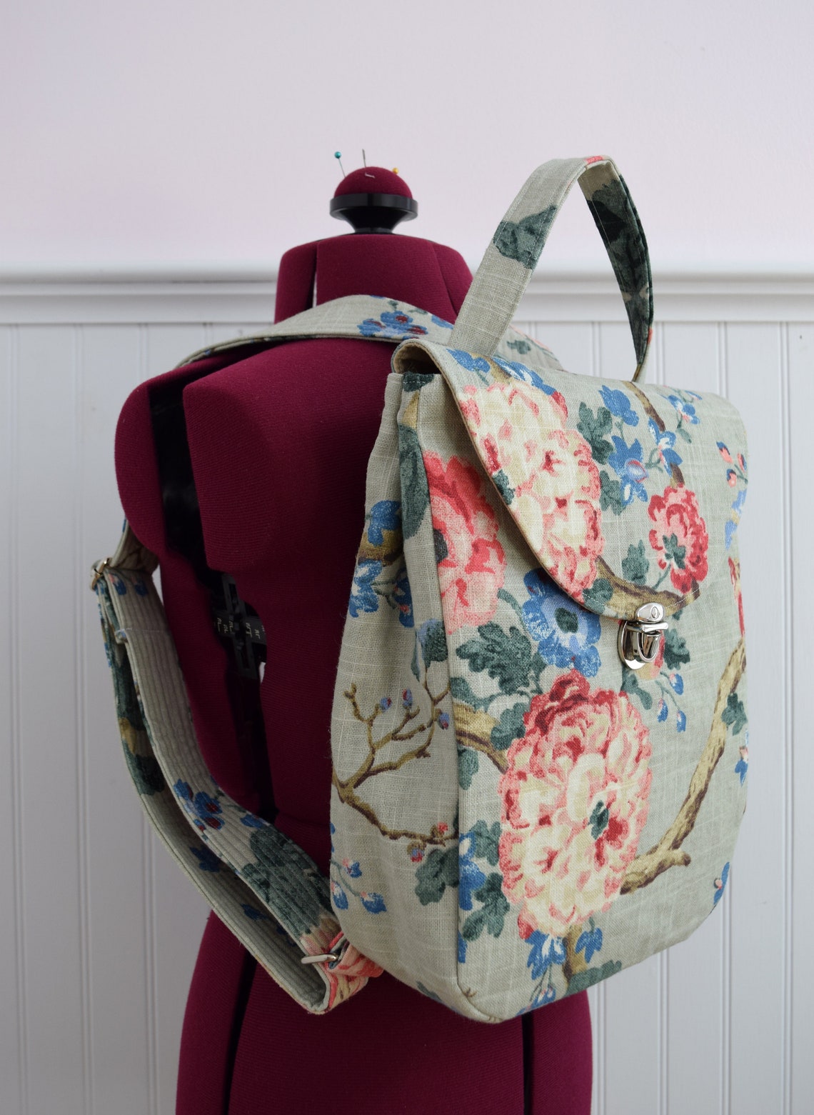 Large Floral Print Backpack Purse Handmade Mini Backpack Made - Etsy