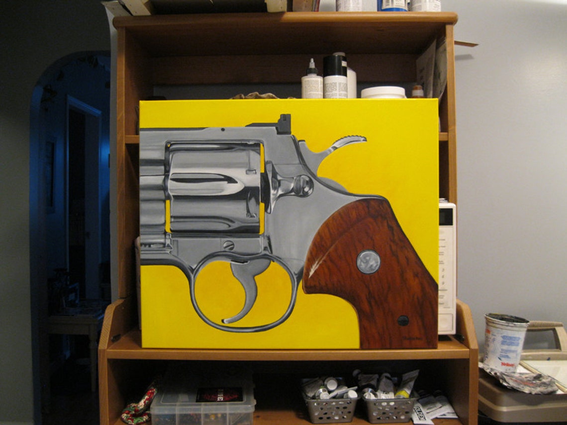 Acrylic Painting Revolver Yellow - Etsy