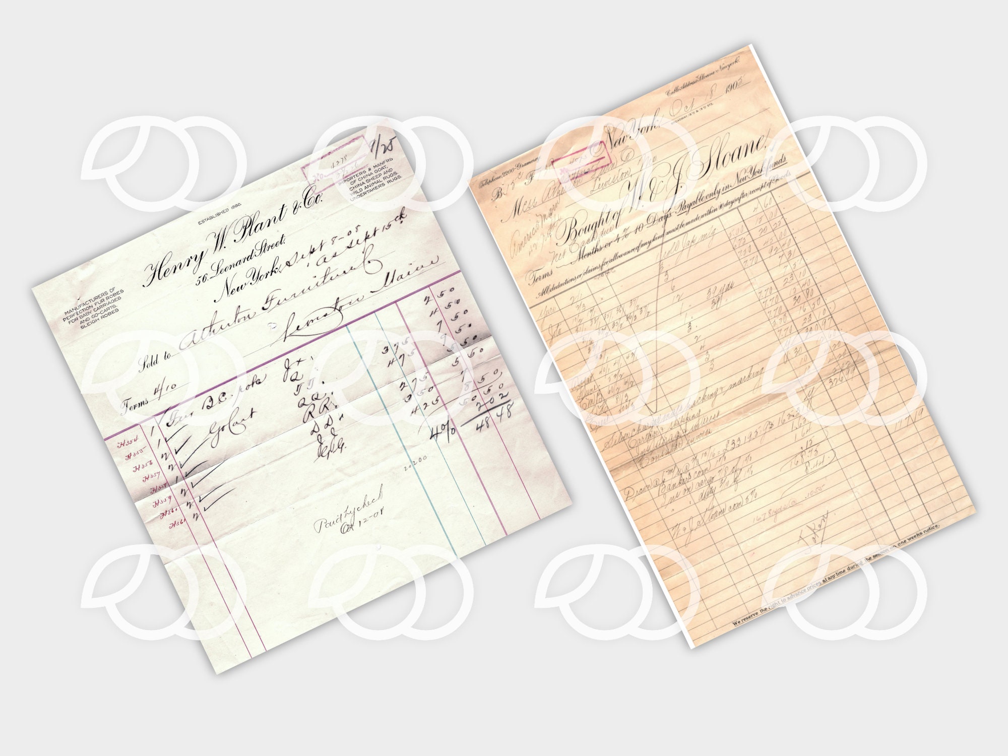 Antique Receipts and Letters USA Set 2 Old Fashioned | Etsy