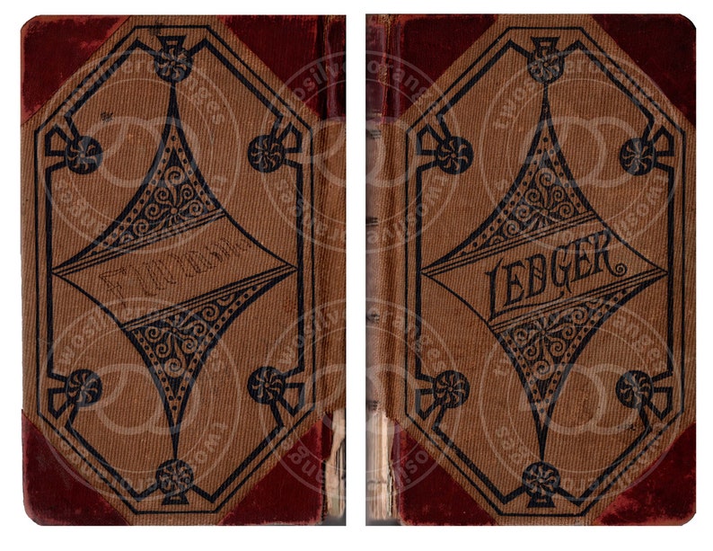 Digital Vintage Ledger Covers Set Two | Etsy