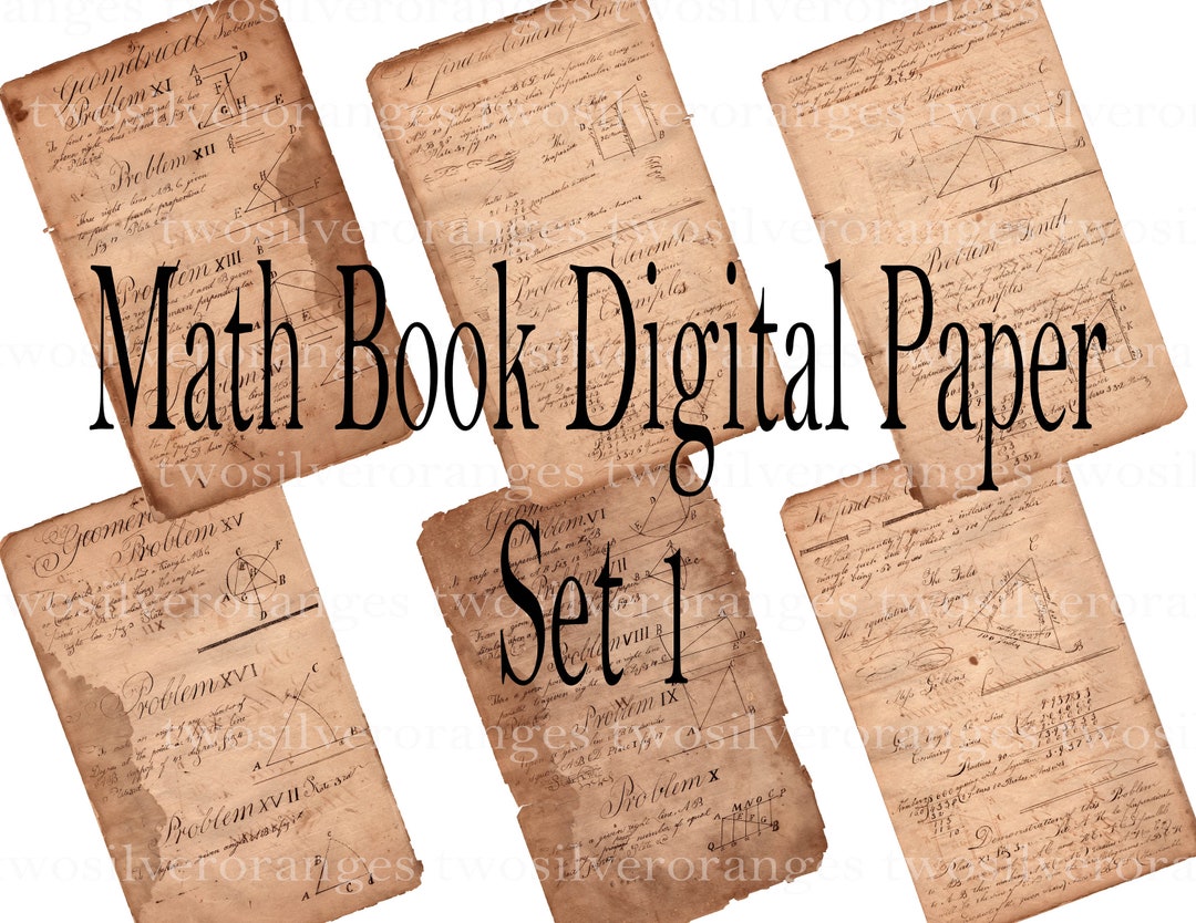 Vintage Ledger Paper Digital Download, math Book Set 1 - Etsy
