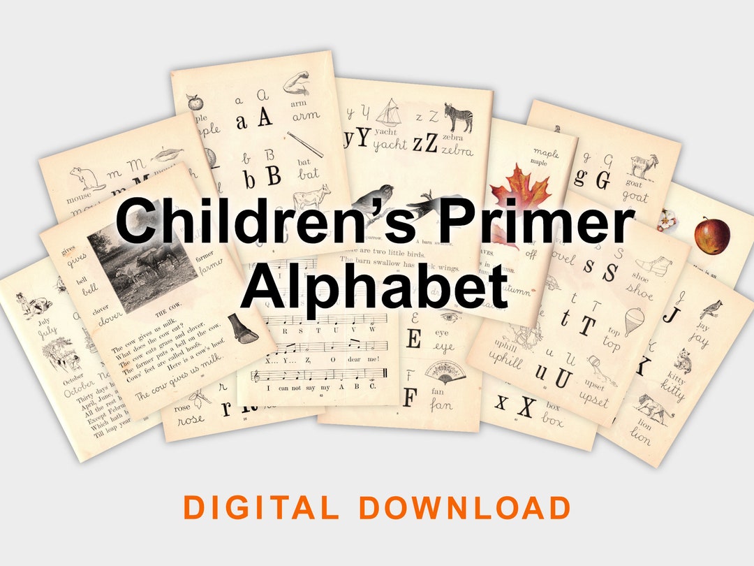 Vintage Baldwin's Primer Alphabet Pages, Children's Book Pages,digital ...