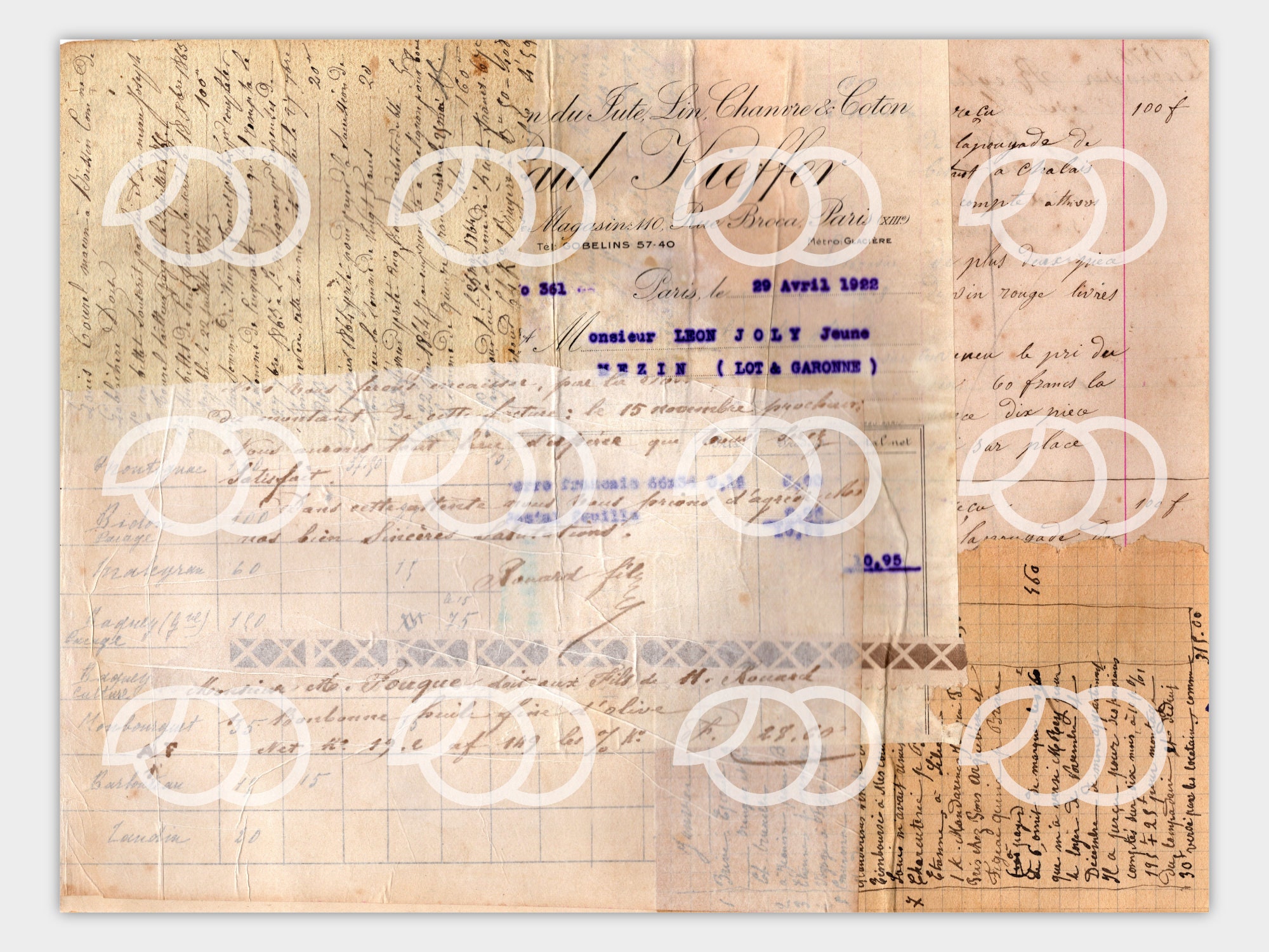 French Collage Paper Set 2 Printable digital paper | Etsy