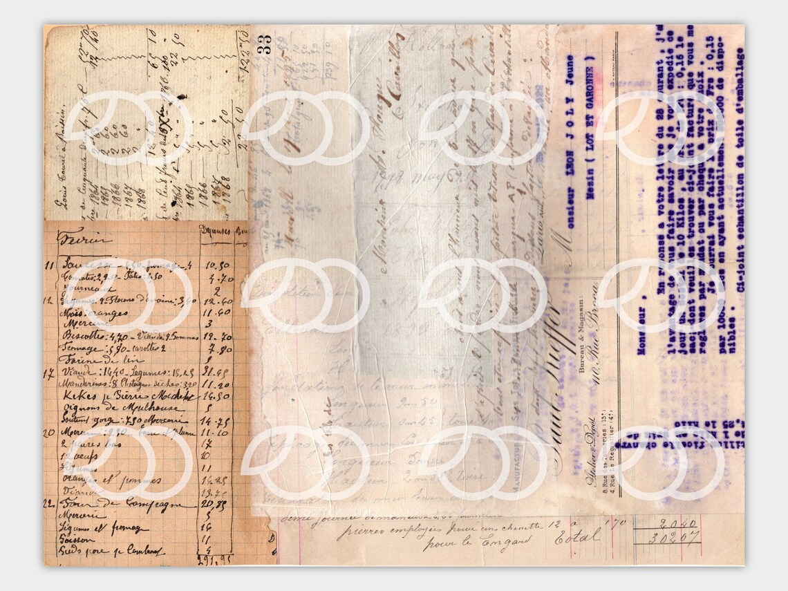 French Collage Paper Set 2 Printable digital paper | Etsy