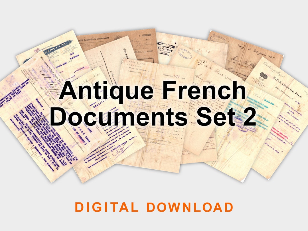 Antique French Documents and Letters, Set 2, French Handwriting, Type ...