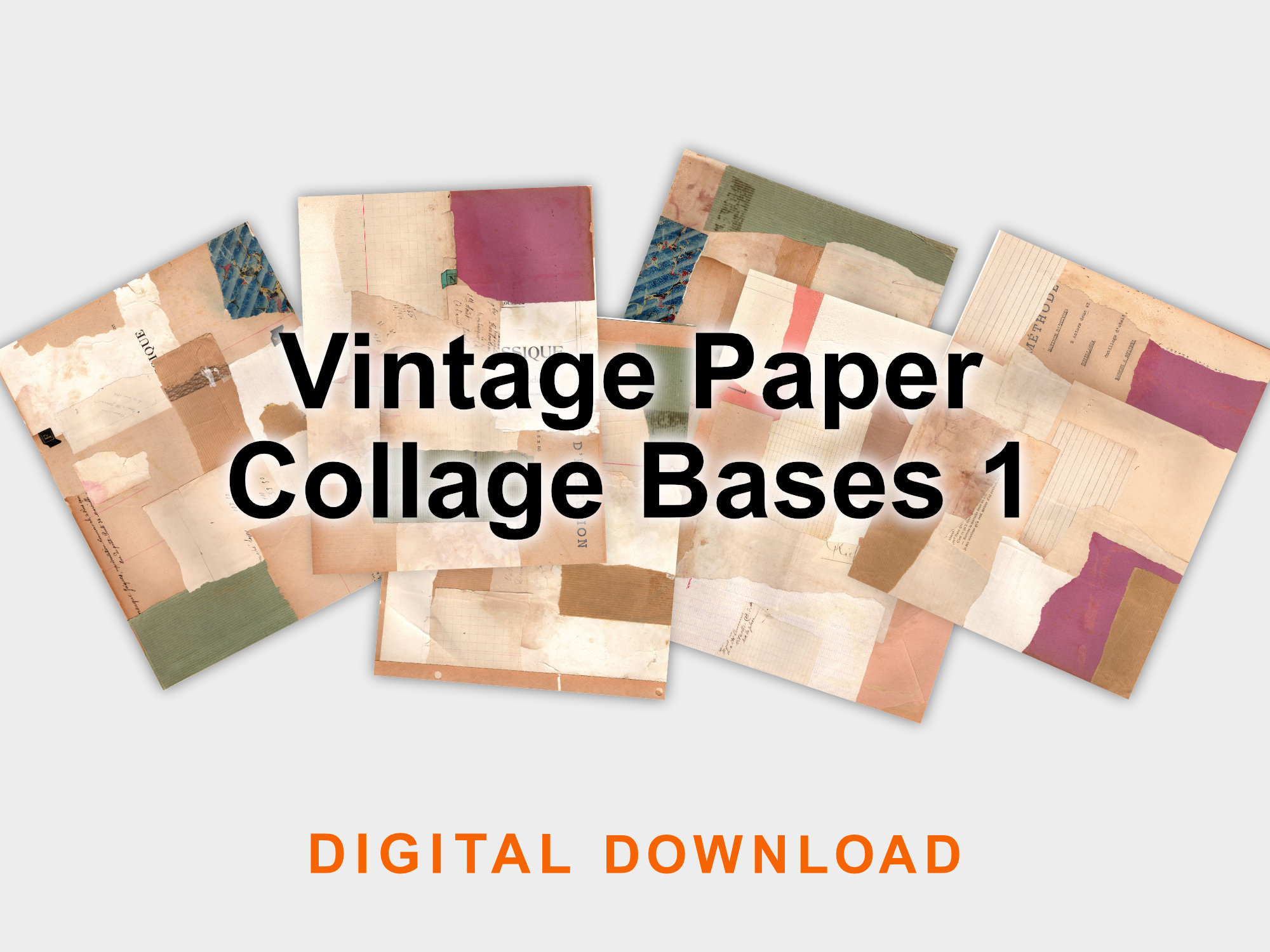 Vintage Paper Collage Bases Digital Paper Printable | Etsy
