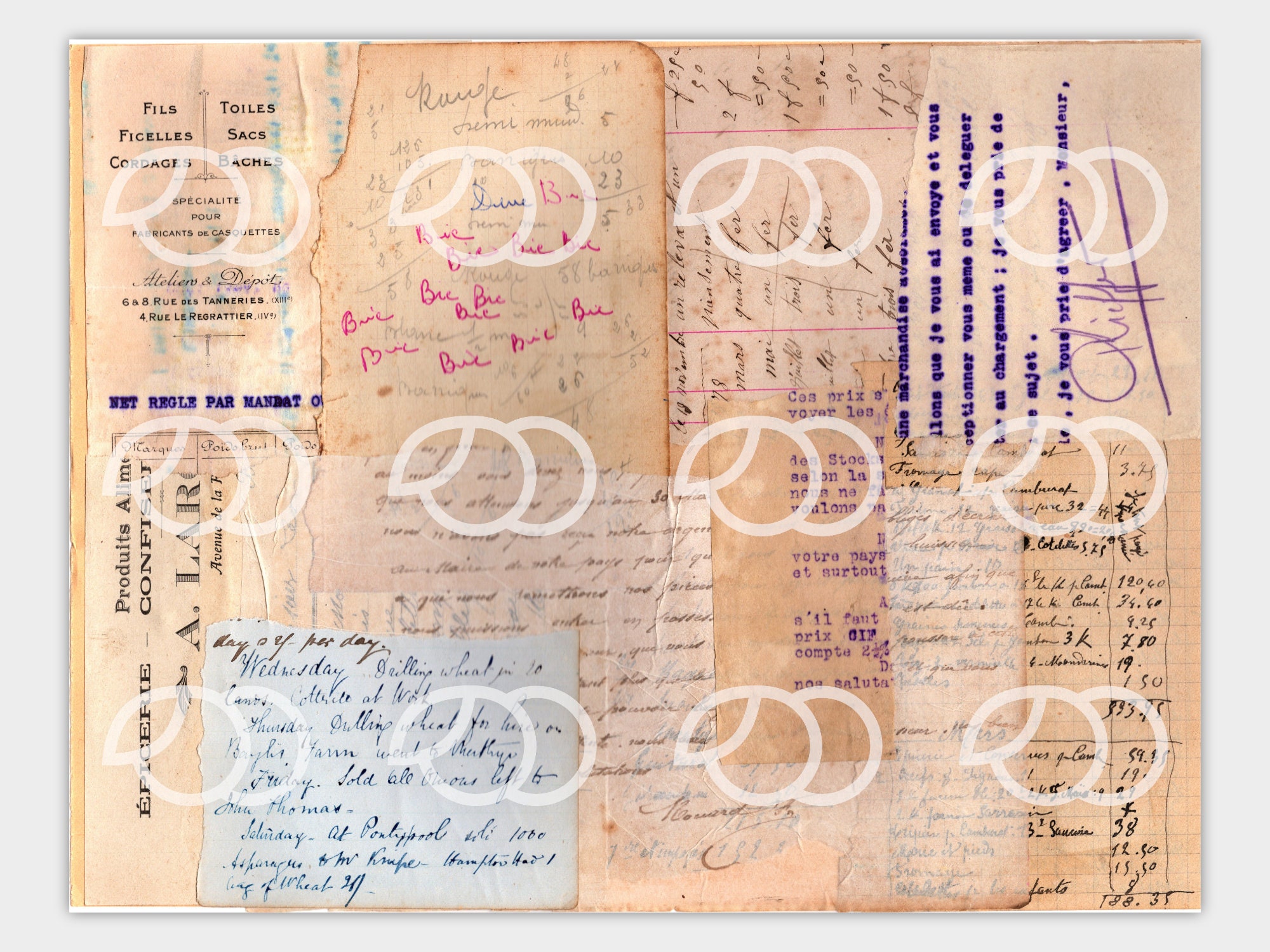 French Collage Paper, Set 2, Printable, Digital Paper - Etsy