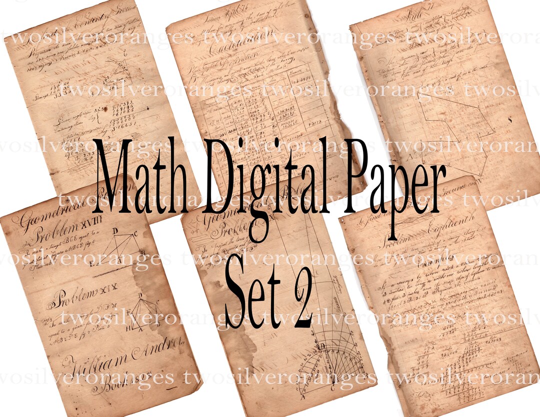 Vintage Ledger Paper Digital Download, "math Book" Set 2 - Etsy
