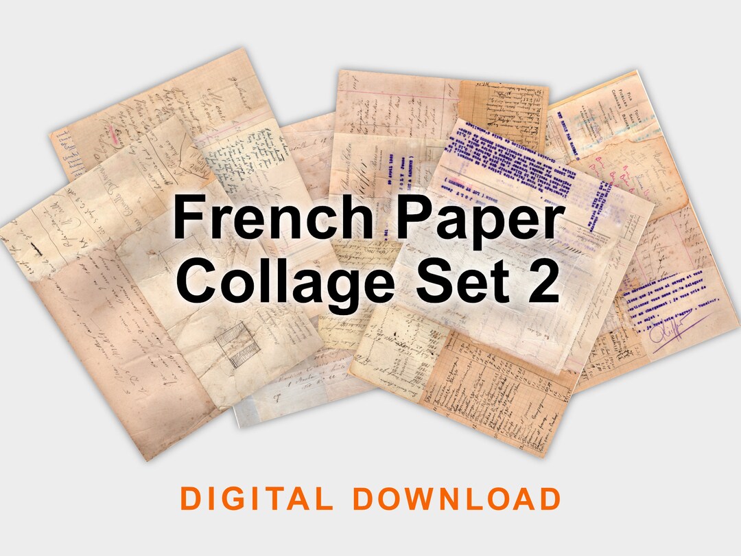 French Collage Paper, Set 2, Printable, Digital Paper - Etsy