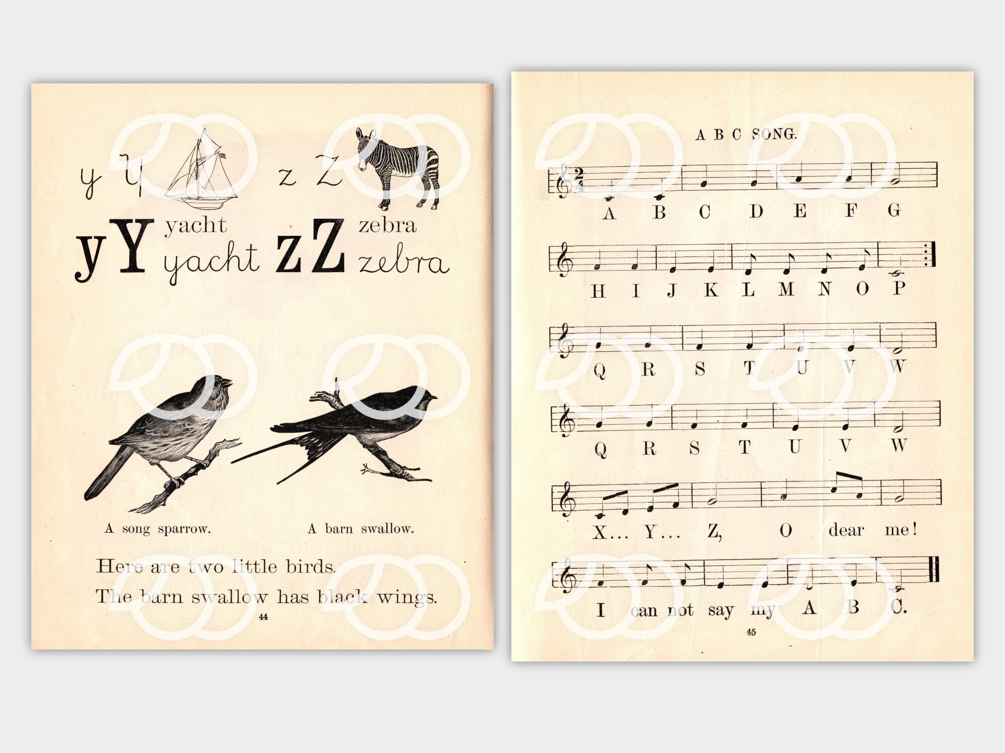 Vintage Baldwin's Primer Alphabet Pages, Children's Book Pages,digital ...