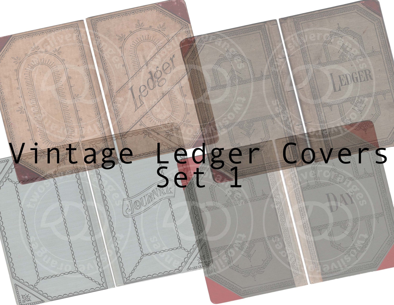 Digital Vintage Ledger Covers Set One - Etsy