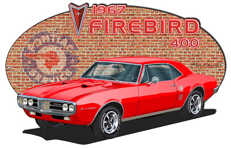1967 Pontiac Firebird Metal Sign by Artist Rudy Edwards 17.9 X | Etsy