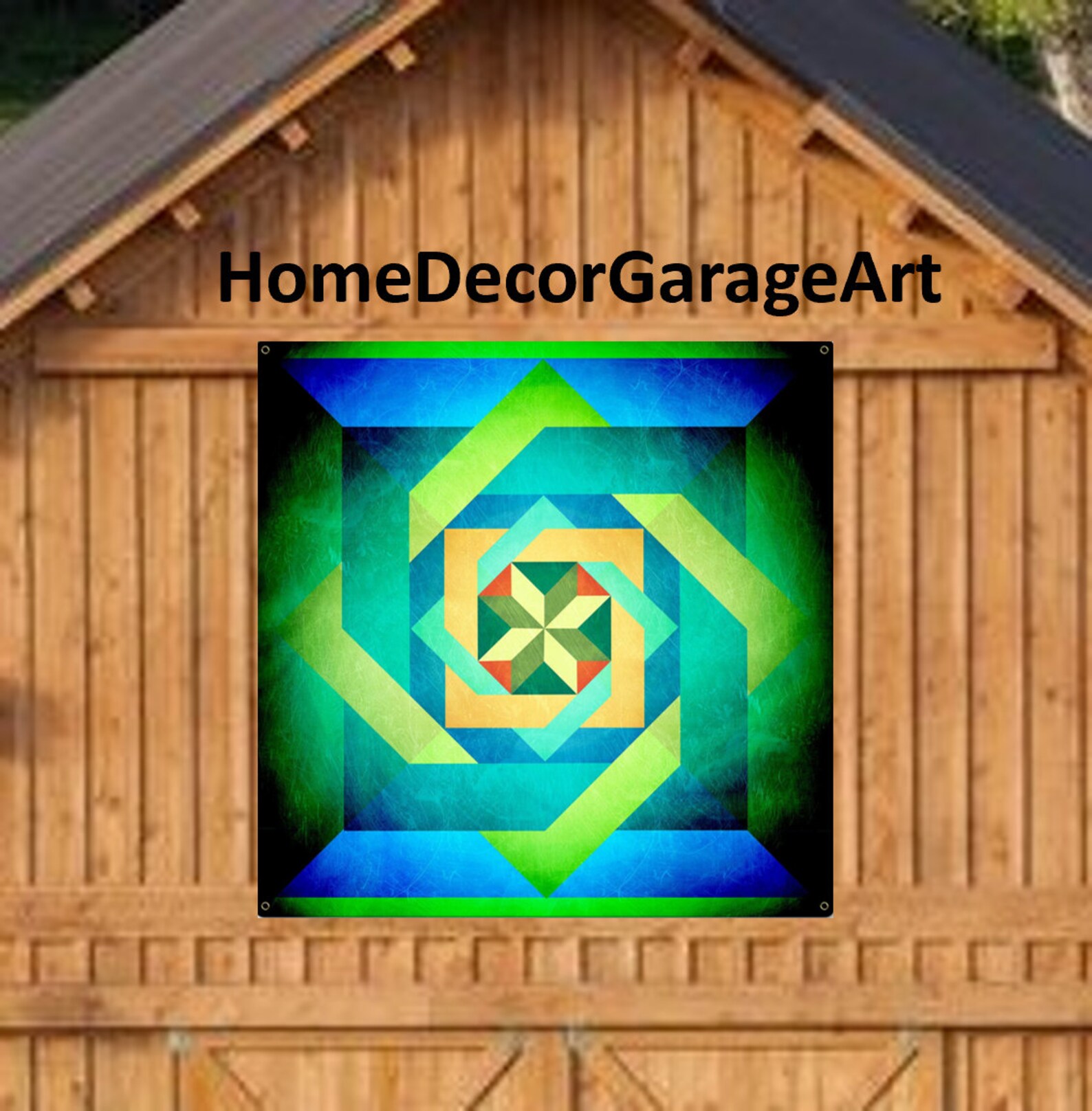 Barn Quilt Sign Box in Box Blue Green Powder Coated Metal - Etsy