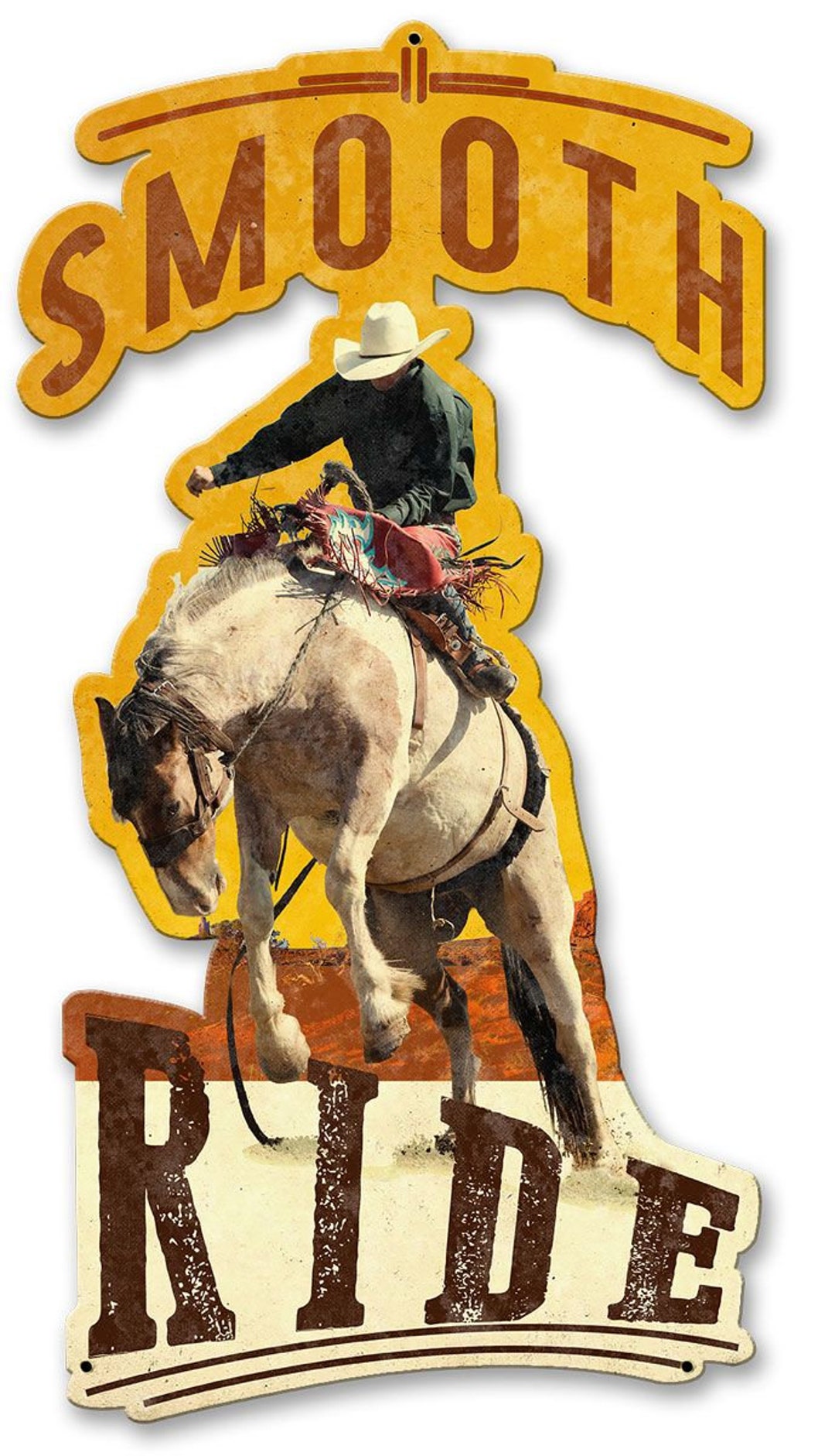 American Cowboy Smooth Ride, Metal Art Sign, Vintage Style, Retro ...