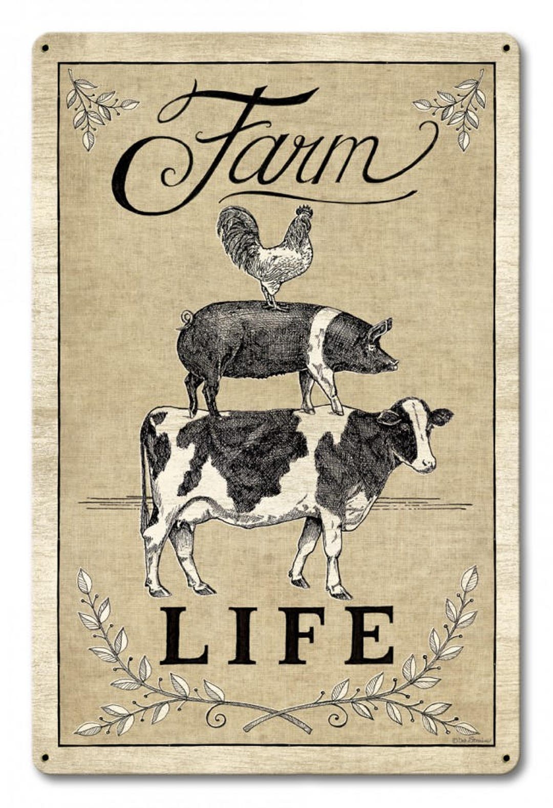 Farm Life, Powder Coated Enamel Metal Sign, 18 X 12 Inches, Vintage ...