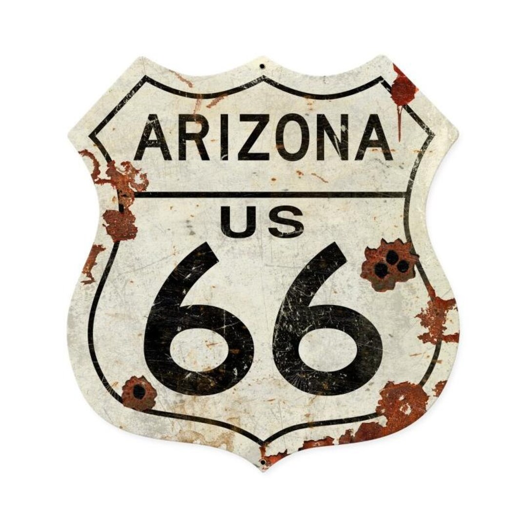 Arizona Route 66 Metal Sign, 2 Sizes, Aged OR New Style, Vintage ...