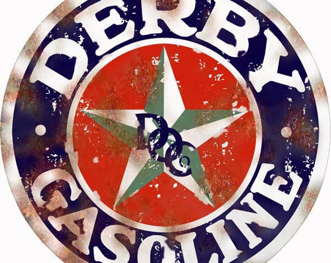 Derby Gasoline Motor Oil, Aged Style Aluminum Metal Sign, USA Made ...