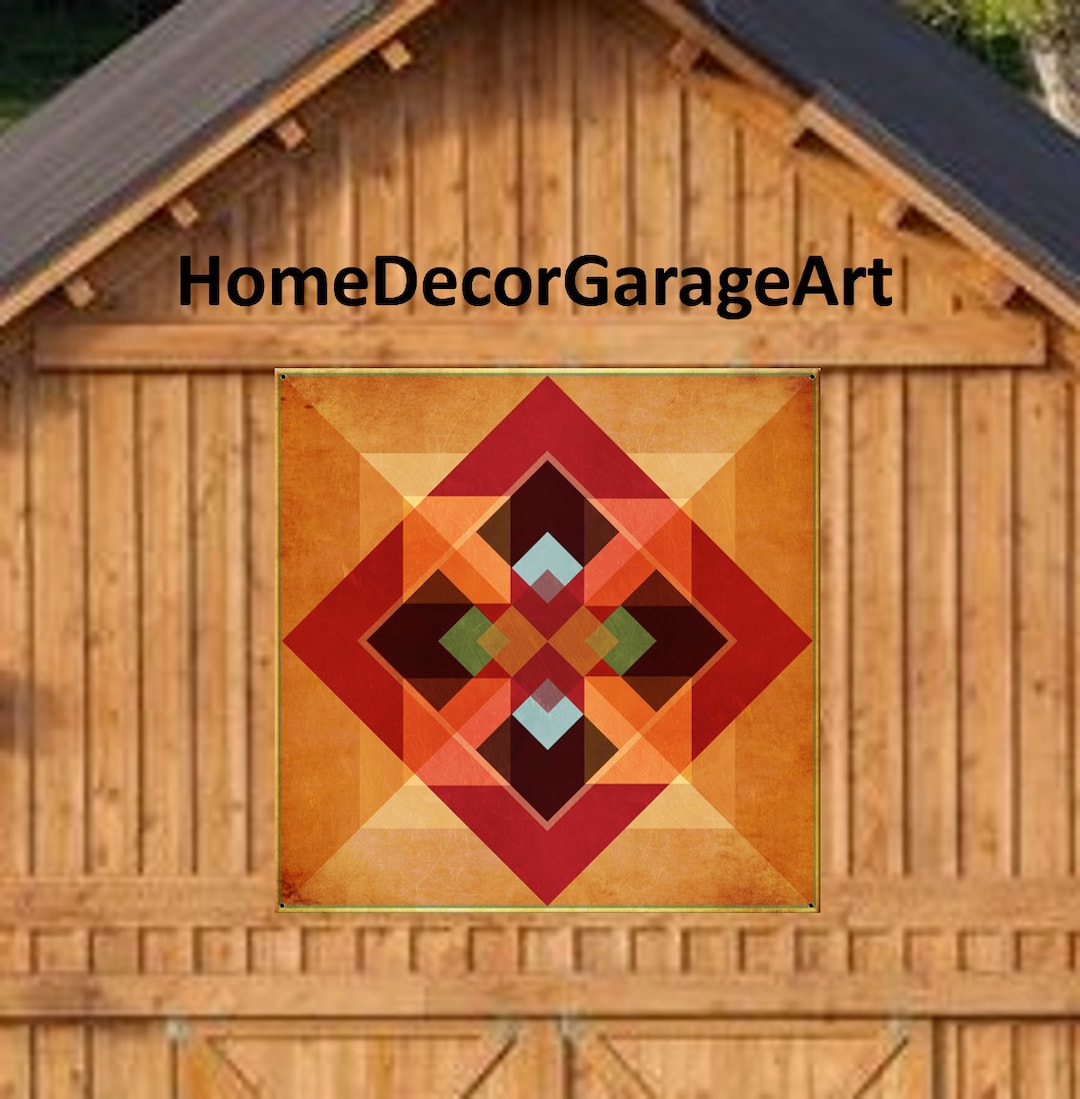 Barn Quilt Sign, Squares & Arrows Earth Tones, Powder Coated Metal , 9 ...