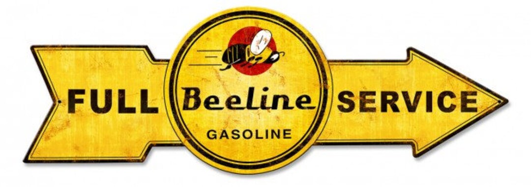 Beeline Gasoline Full Service Arrow Sign 32 x 10 USA Made Powder Coated ...