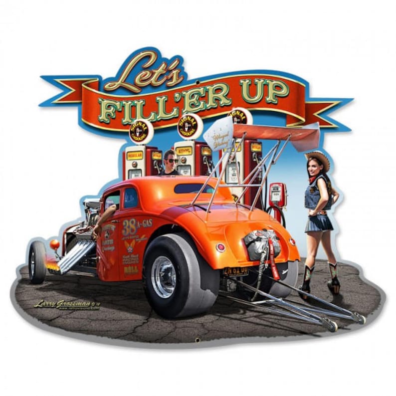 Fill'er up Hot Rod Pinup Girl Plasma Custom Metal Sign 2 - Etsy