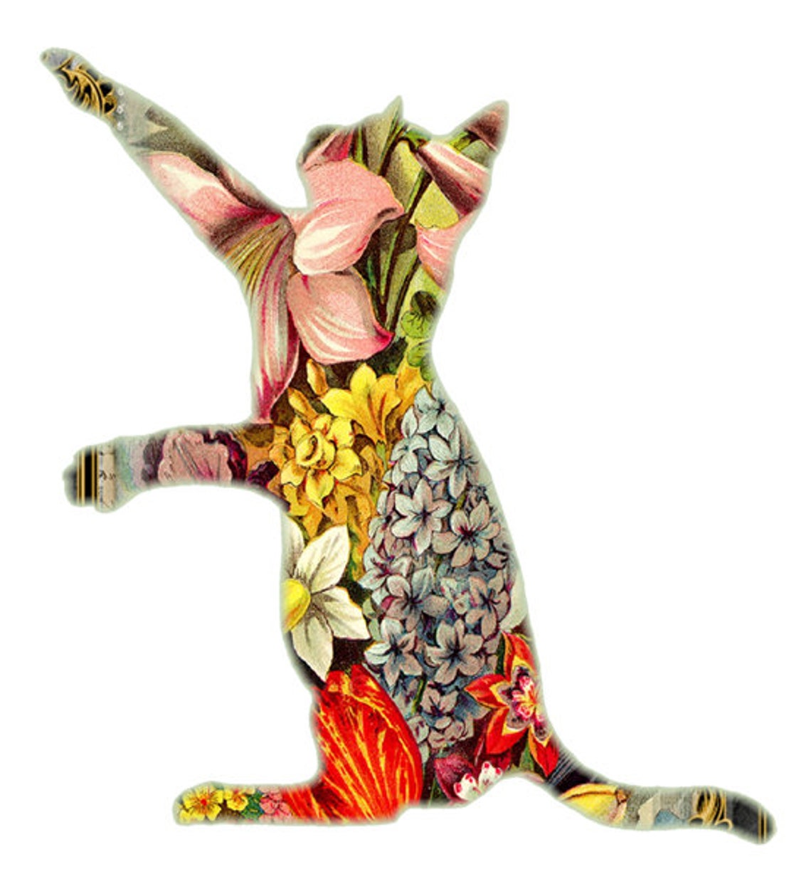 Floral Kitty Cat Cut Out Metal Sign 12 X 11 Inches Vintage - Etsy