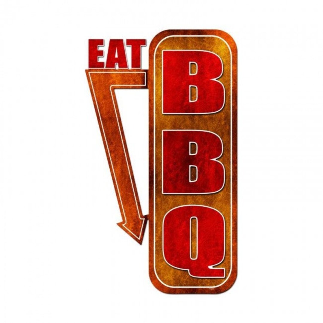 EAT BBQ 3-D Marque Metal Sign, Barbeque Vintage Style Retro Restaurant ...