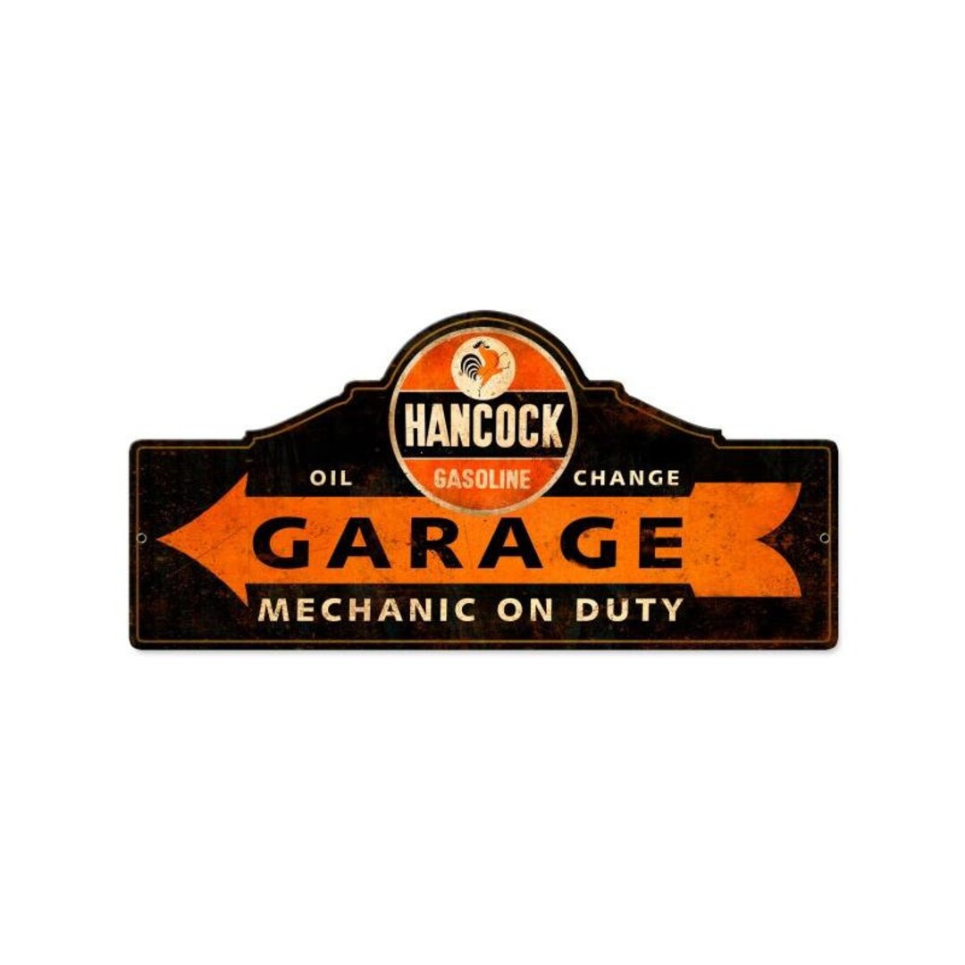 Hancock Gas Garage Sign 26 X 12 USA Made Heavy Gauge Steel Vintage ...