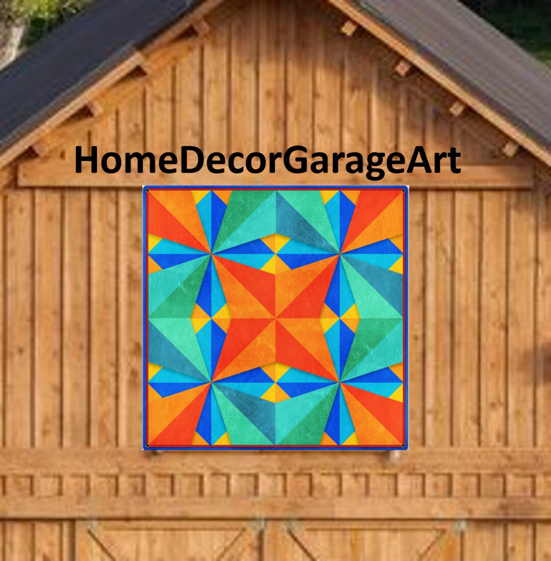 Barn Quilt Triangles & Squares 2, Metal Sign With UV Protection, 6 ...