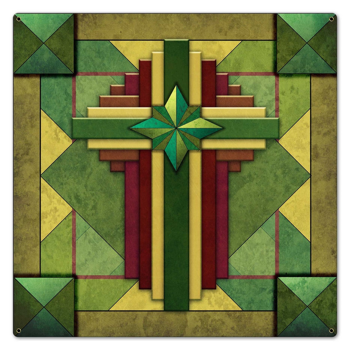 Barn Quilt Cross 8 Point Pattern Metal Sign With UV - Etsy