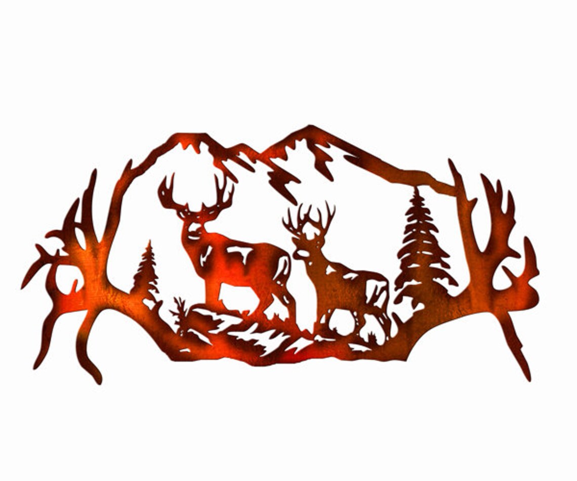 Buck Deer Scenic View Laser Cut Out Sign With Copper Looking - Etsy