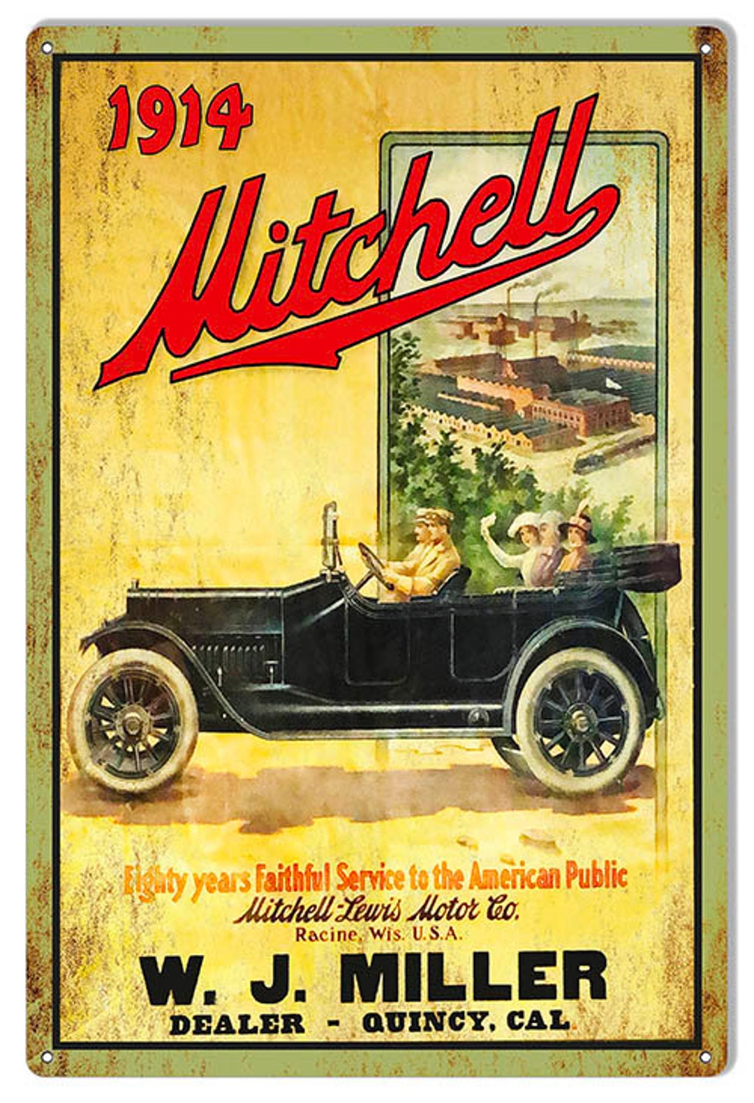 1914 Mitchell Motor Cars Metal Sign Aged Style 3 Sizes USA - Etsy