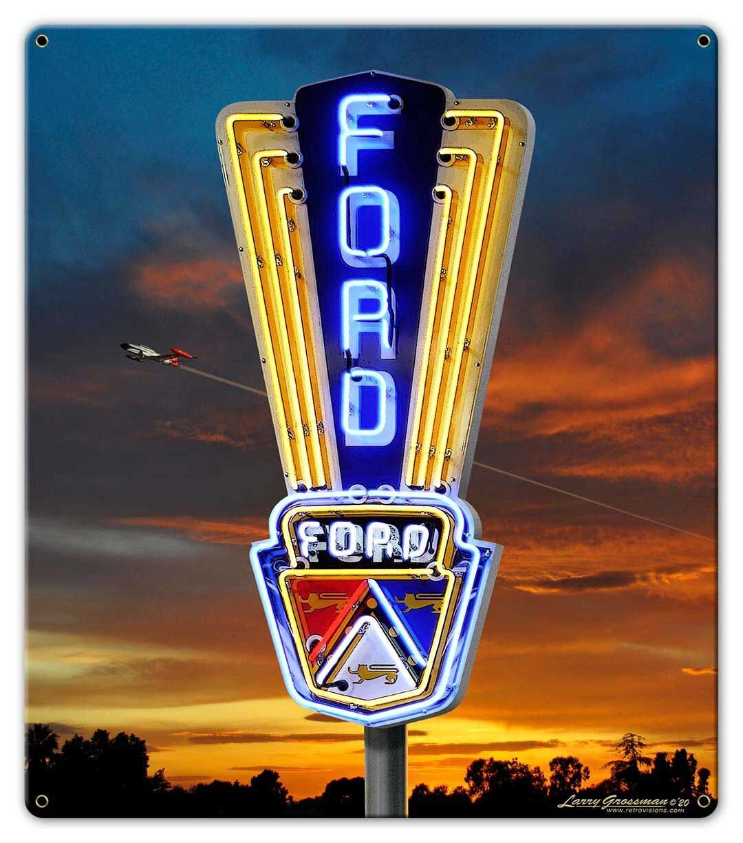 Ford Classic Neon Looking Metal Sign, 2 Sizes, NOT a Lighted Sign, USA ...