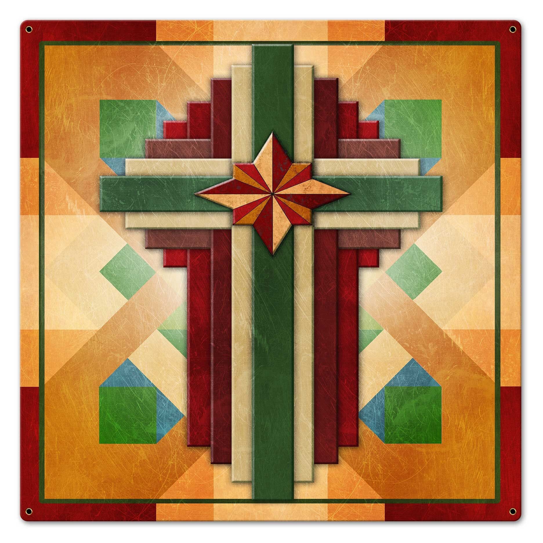 Barn Quilt Cross 8 Point Pattern SW Metal Sign With UV - Etsy