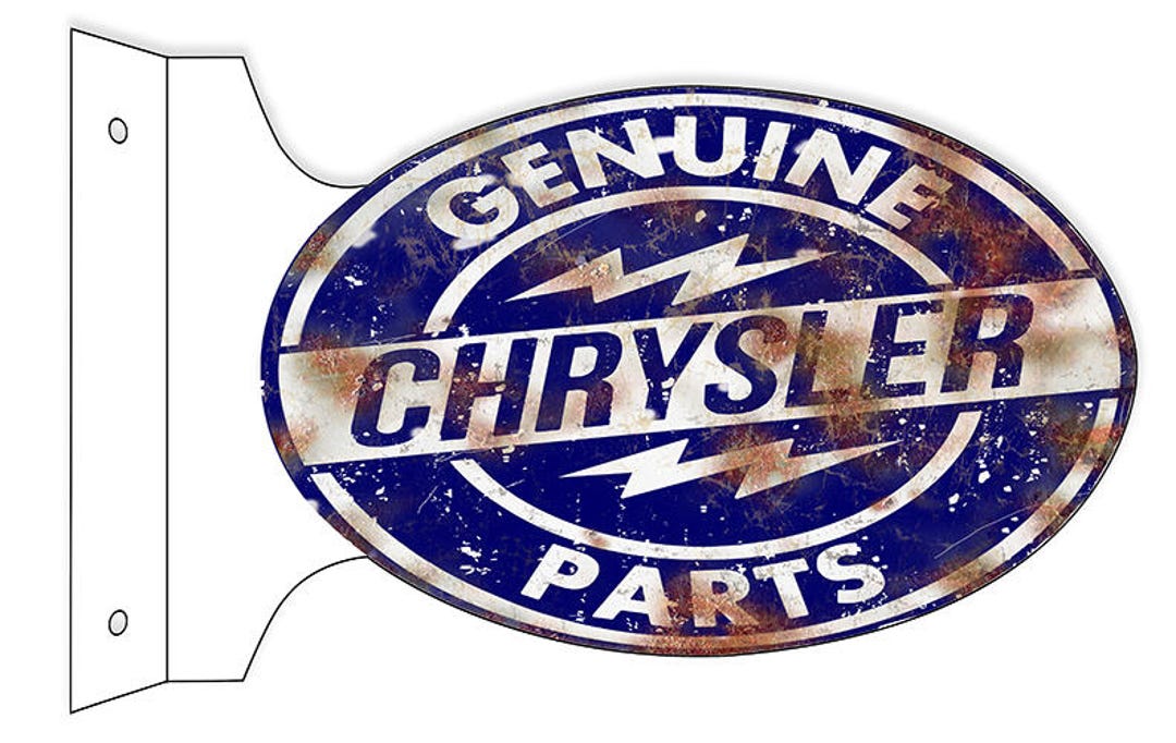 Chrysler Genuine Parts Double Sided Oval Sign 12 X 18 Aged Or Etsy