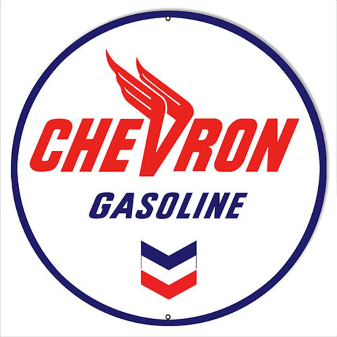 Chevron Gasoline Motor Oil, Metal Sign, 2 Sizes, USA Made Vintage Style ...