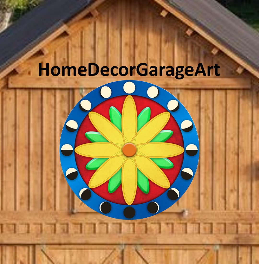 Barn Hex Sign, Pennsylvania Dutch Flower Moon Phases, Metal, UV ...