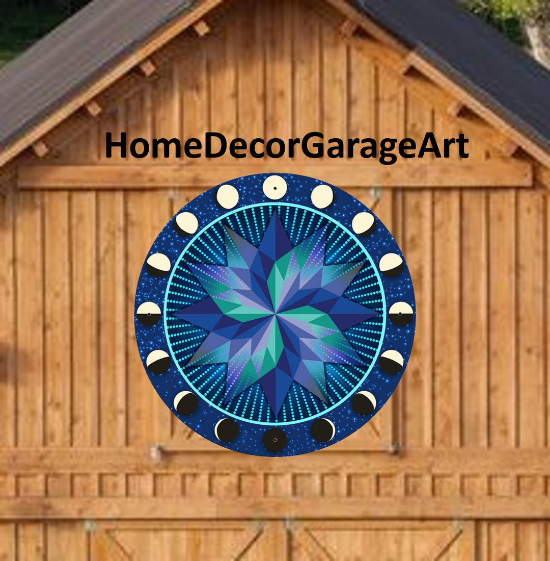 Barn Hex Sign, Pennsylvania Dutch Dahlia Glowing Stars Moon Phases ...