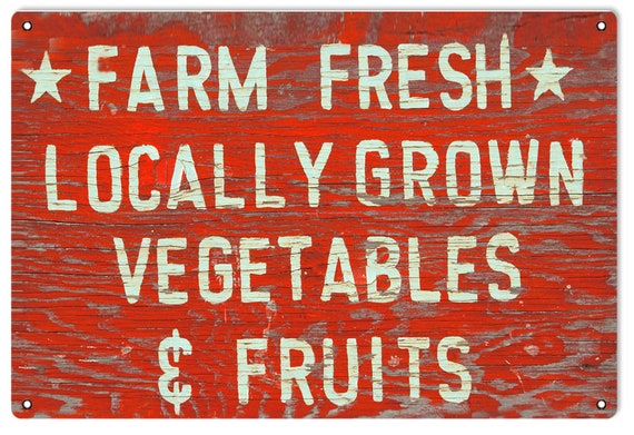 Farm Fresh Locally Grown Advertising Metal Sign 2 Sizes | Etsy