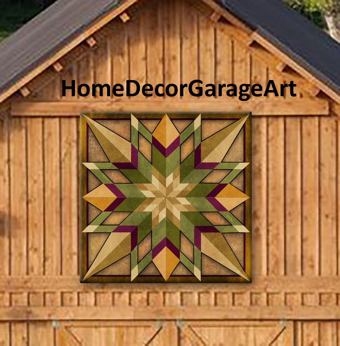 Barn Quilt Sign, Sixteen Point Star Earth Tone II, Square Metal Sign ...