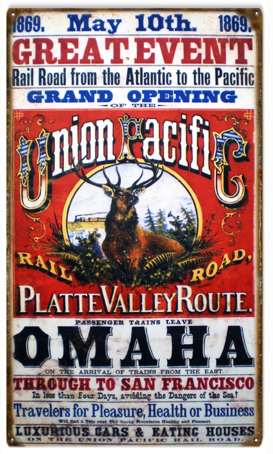 Union Pacific Railroad 1869 May 10th Great Event Grand Opening 8 X 14 ...