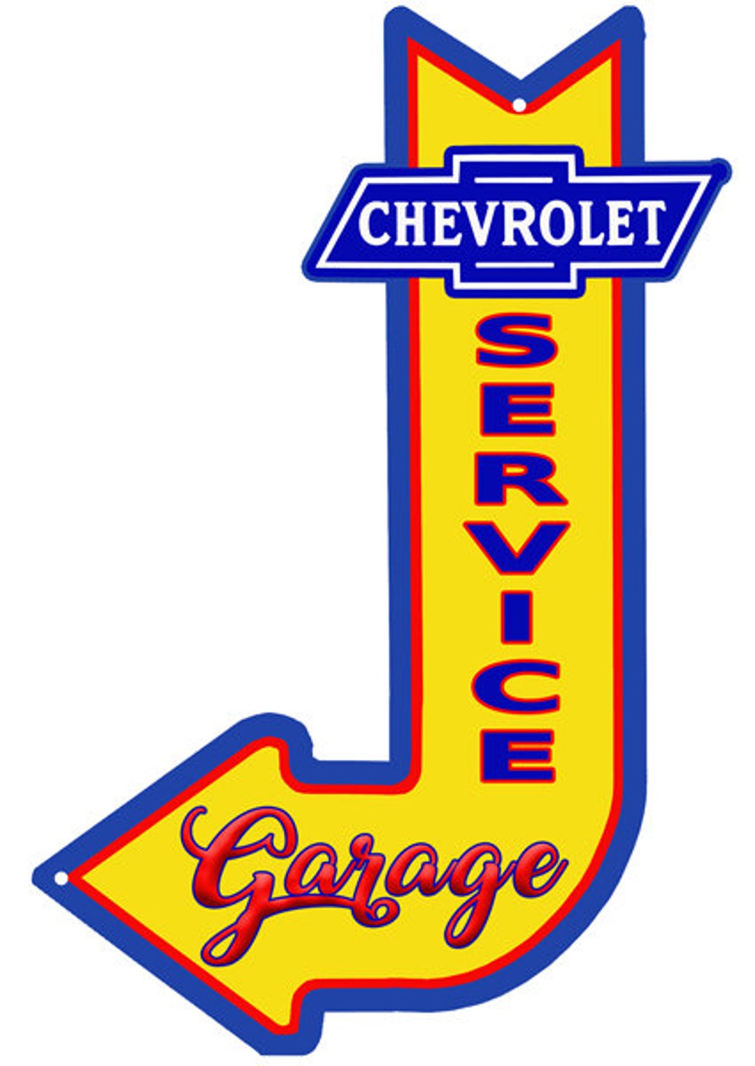 Chevrolet Service Garage Arrow Metal Sign, Aged OR New Style 15 X 23 ...