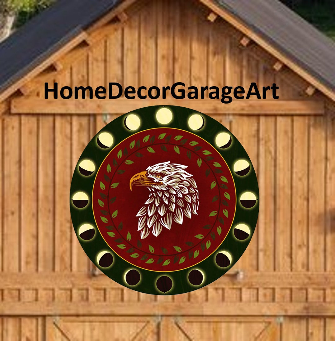 Barn Hex Sign, Pennsylvania Dutch Eagle Wreath Moon Phases, Metal, UV ...