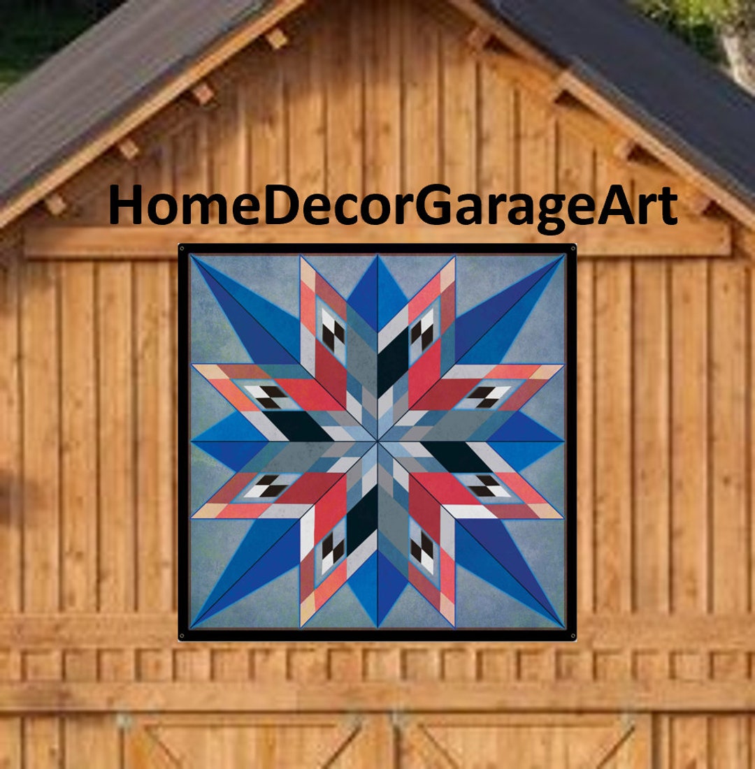 Barn Quilt Sixteen Point Star Square Metal Sign With UV Protection, 9 ...