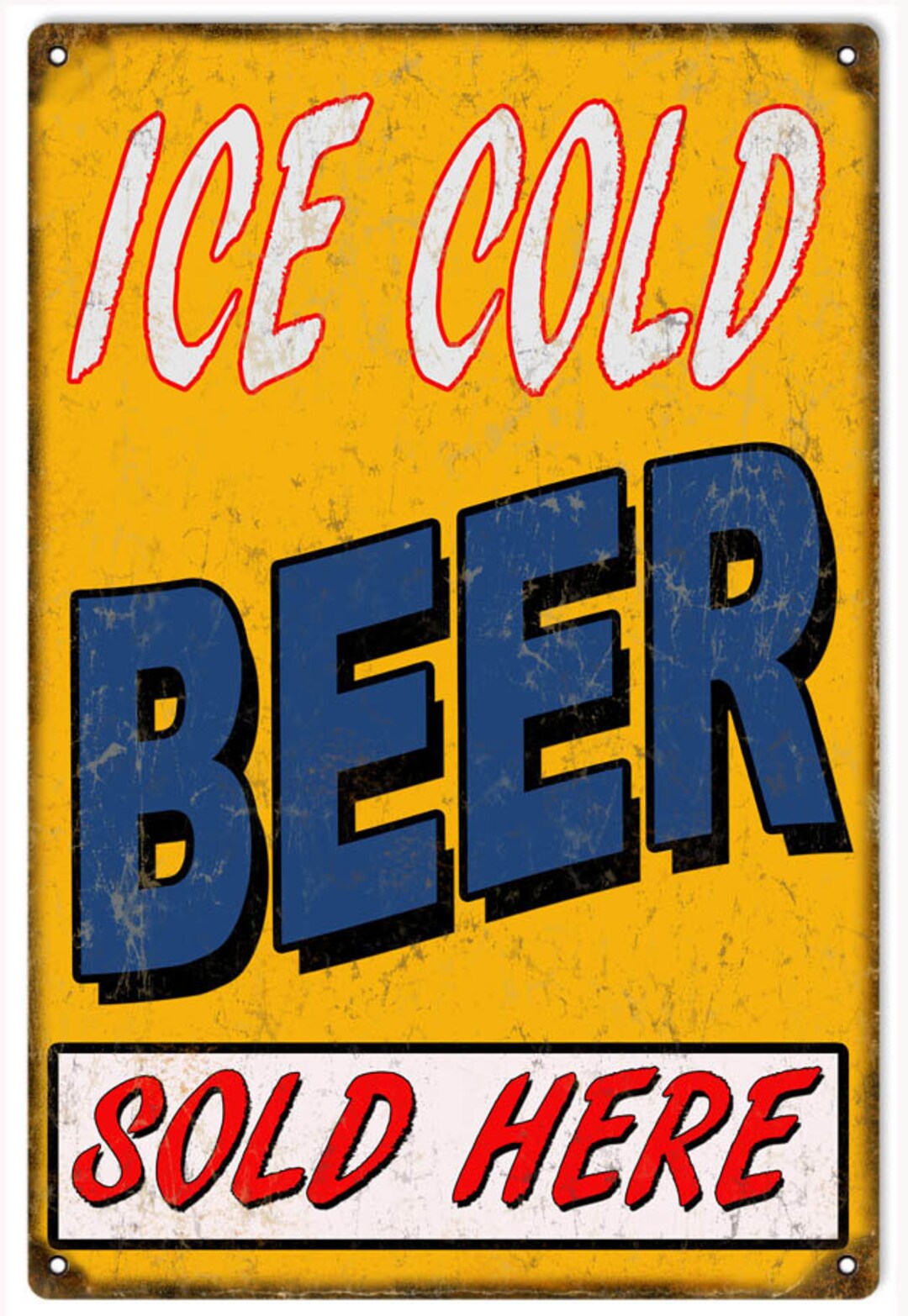 Cold Beer Sold Here Metal Sign, 18 X 12, Vintage Style Bar Man Cave ...
