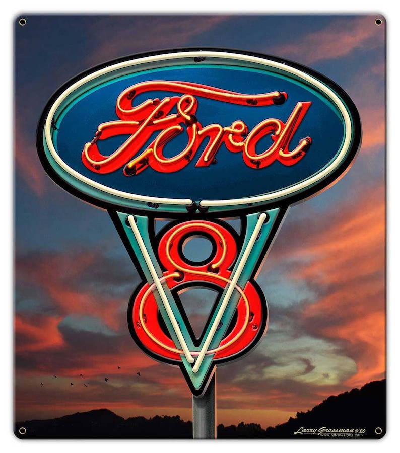 Ford V8 Classic Neon Looking Metal Sign 2 Sizes USA Made - Etsy