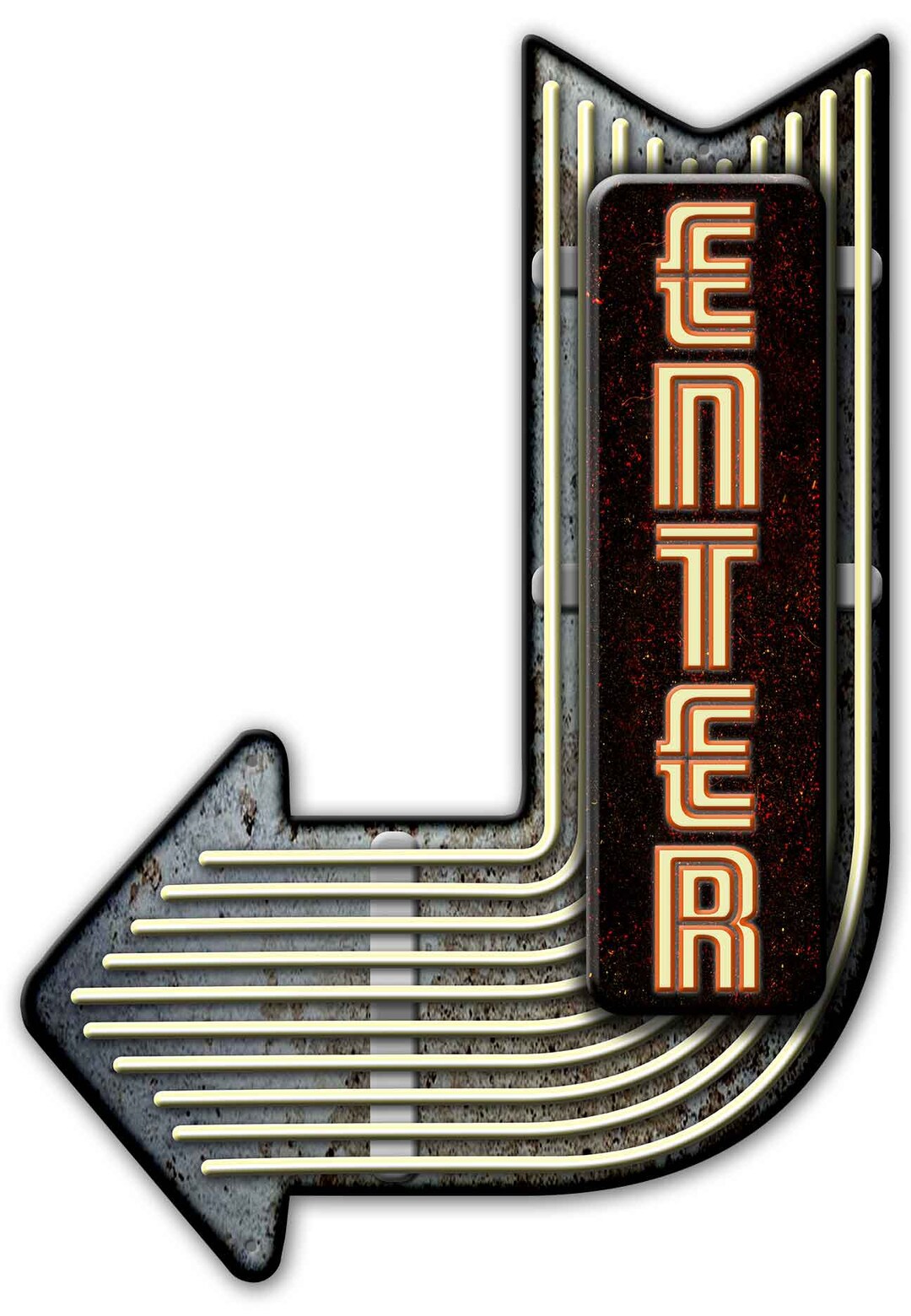 ENTER Left Arrow 3-D Marque Style Metal Sign, NOT a Lighted Sign ...